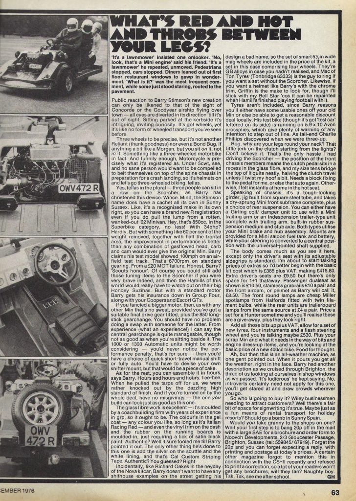 Stimson Scorcher 3-wheeler | Small Cars Club